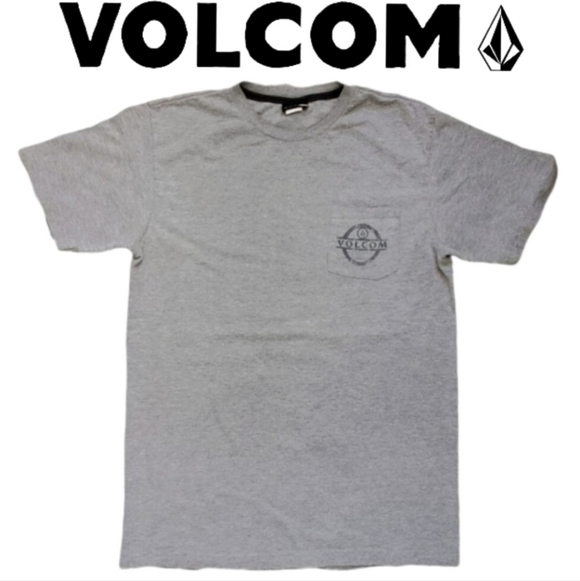 Volcom | Shirts | Volcom Gray Short Sleeve Tee With One Front Pocket Graphics Mens Size Medium ...